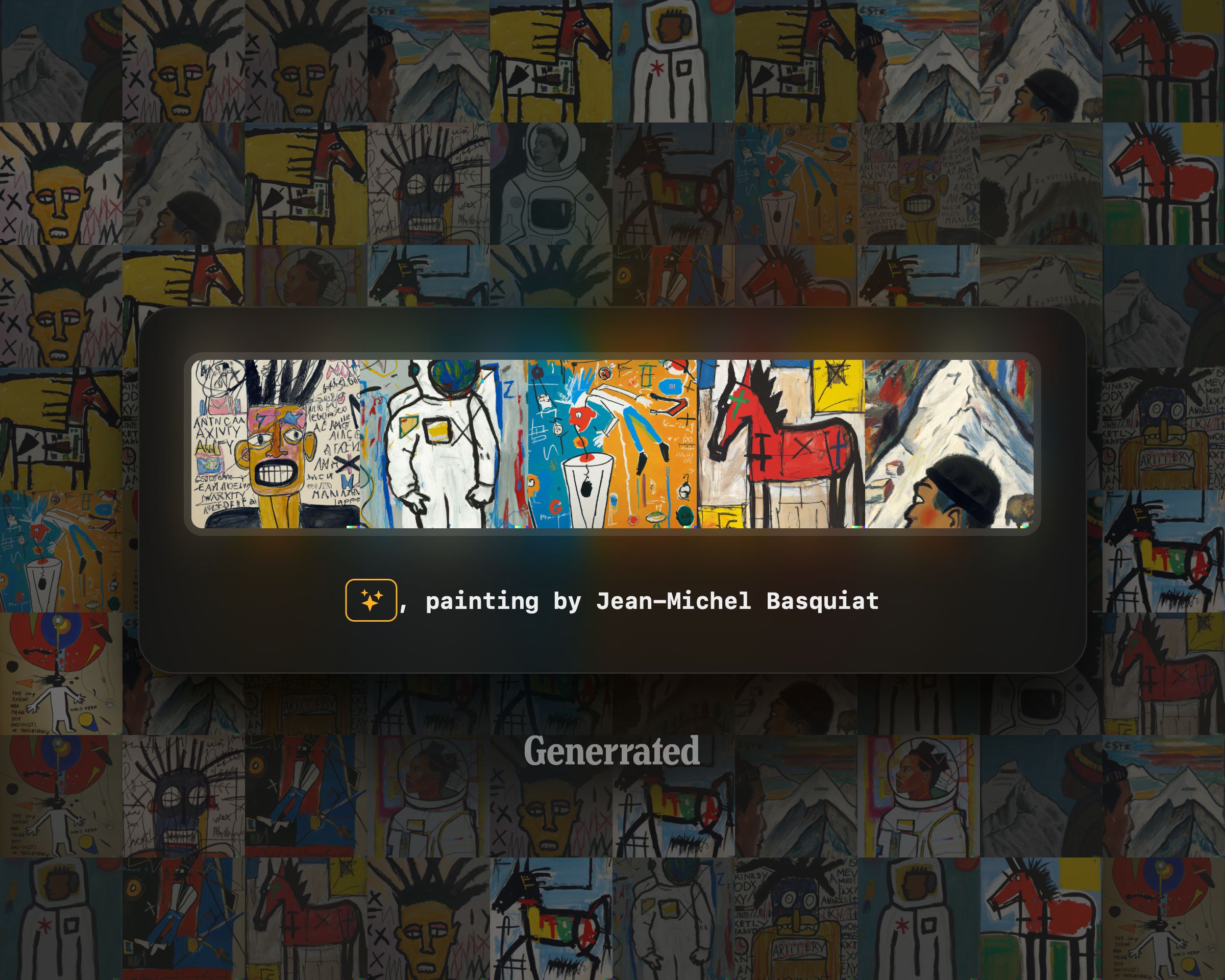 Generrated: "Subject, painting by Jean-Michel Basquiat", generated with ...